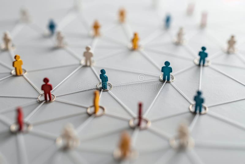 Large Group of Simple People Shapes Connected by Lines Stock Photo ...