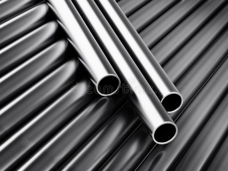 Large Group of Steel Tubes. 3D Illustration Stock Illustration ...