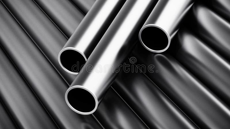 Large Group of Steel Tubes. 3D Illustration Stock Illustration ...