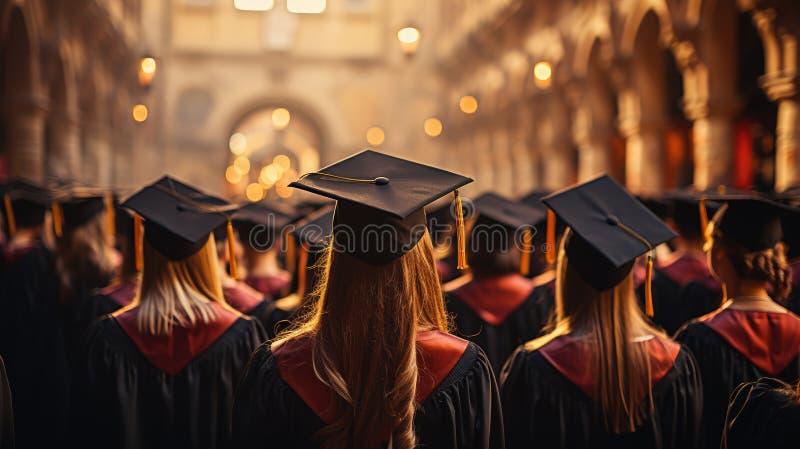 Large Group of Students Attending Graduation. Generative AI Stock ...