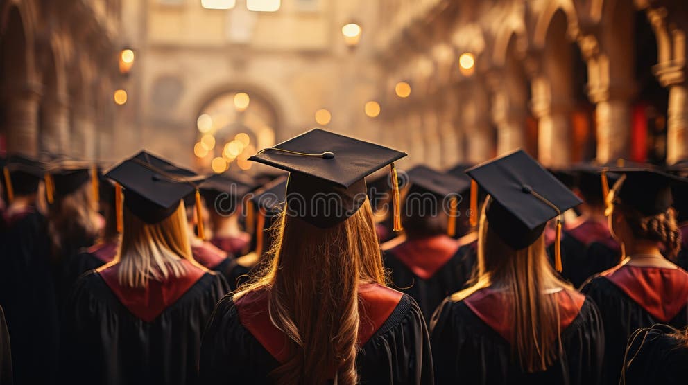 Large Group of Students Attending Graduation. Generative AI Stock ...