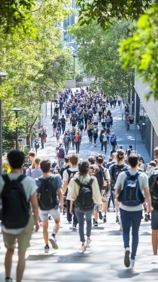 Students Walking Campus Path Outdoors Stock Image - Image of campus ...