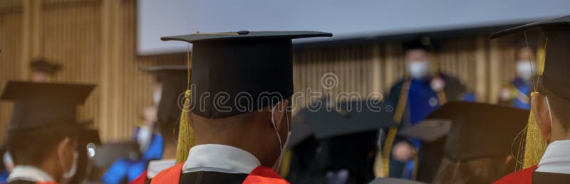 A Large Group of University Graduation Degree Caps during Ceremonies on ...