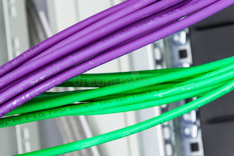 Large Group of UTP Cables, Ethernet Cables in Rack Cabinet, Lead Stock ...