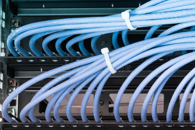 Large Group of UTP Cables, Ethernet Cables in Rack Cabinet, Lead Stock ...