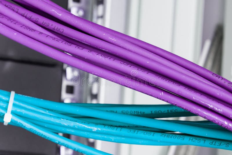 Large Group of UTP Cables, Ethernet Cables in Rack Cabinet, Lead Stock ...