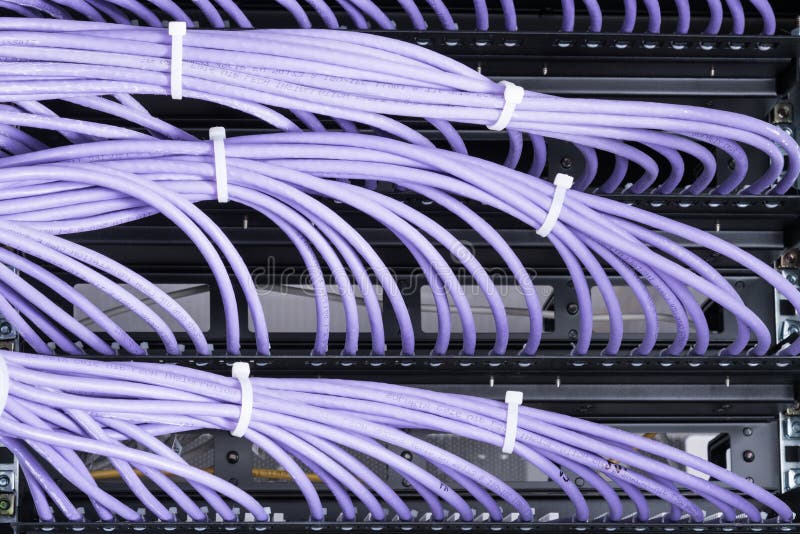 Large Group of UTP Cables, Ethernet Cables in Rack Cabinet, Lead Stock ...