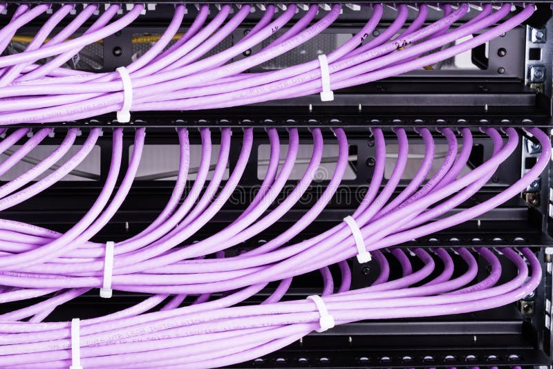 Large Group of UTP Cables, Ethernet Cables in Rack Cabinet, Lead Stock ...