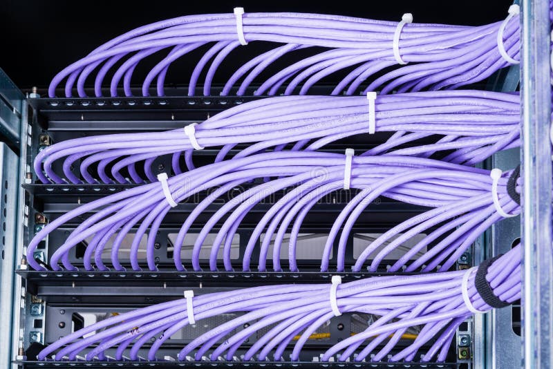Large Group of UTP Cables, Ethernet Cables in Rack Cabinet, Lead Stock ...