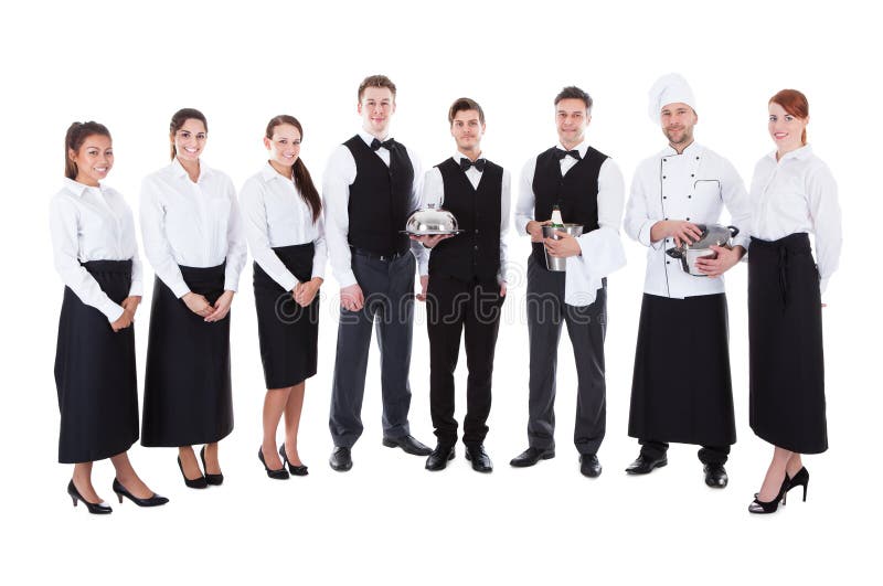 Large Group of Waiters and Waitresses Stock Photo - Image of restaurant ...