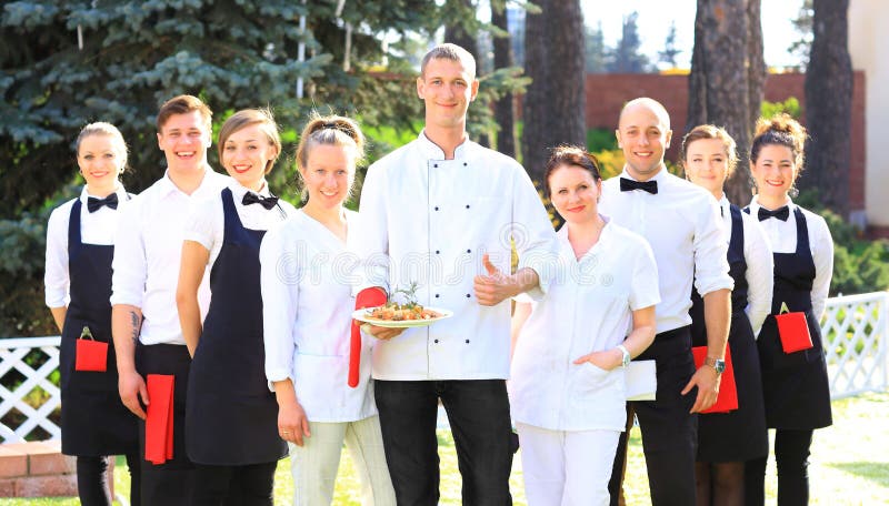 Large Group of Waiters and Waitresses Stock Image - Image of caucasian ...