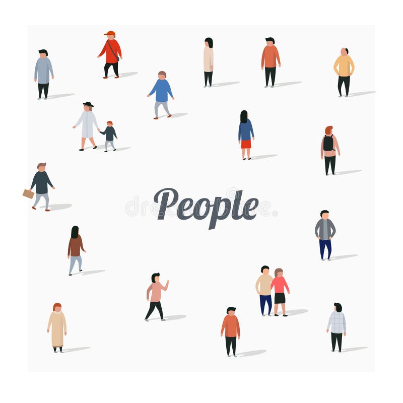 Large Group of Walking People. Flat Cartoon Characters Stock Vector ...