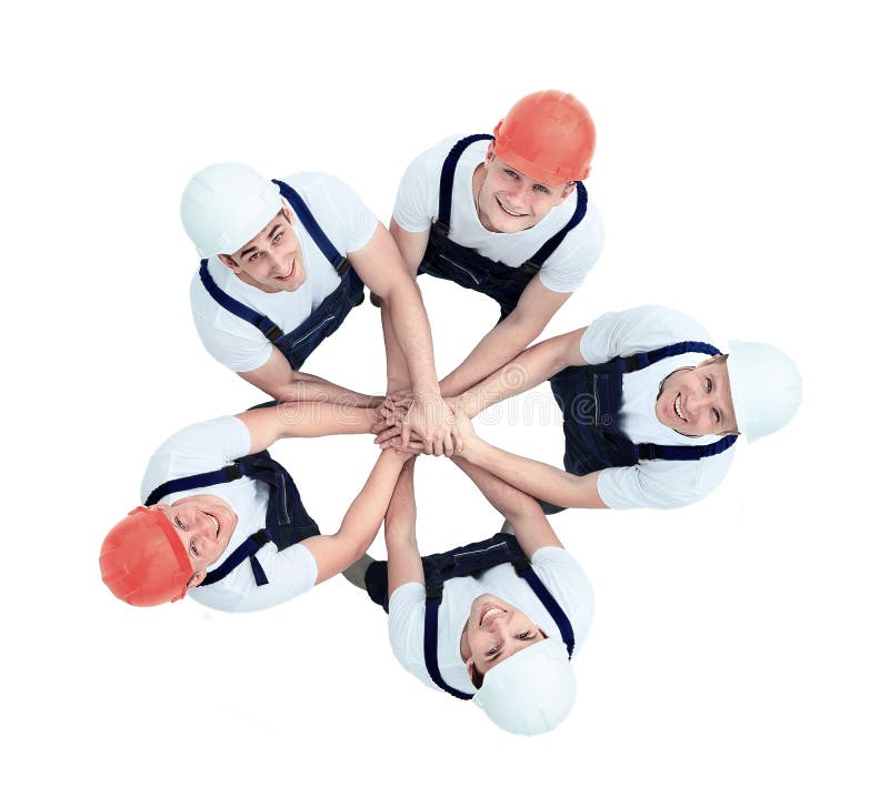 Large Group of Workers Standing in Circle Top View Stock Image - Image ...