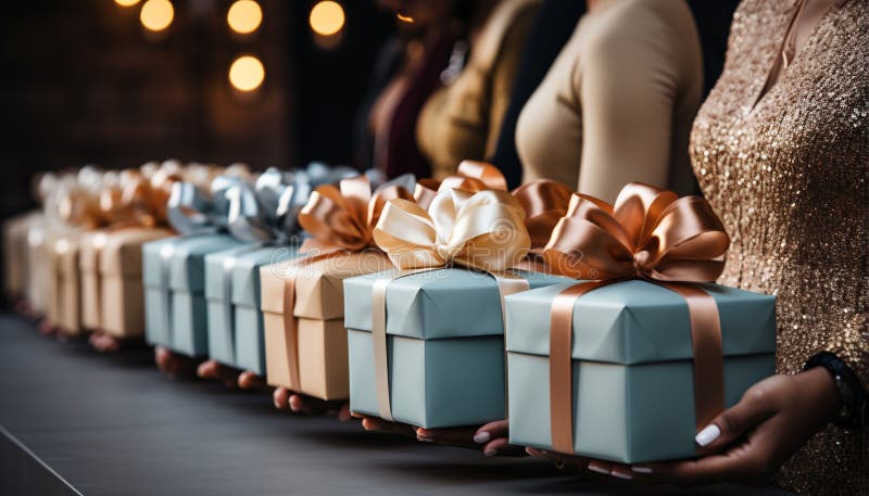 A Large Group of Wrapped Gift Boxes Illuminate the Celebration ...
