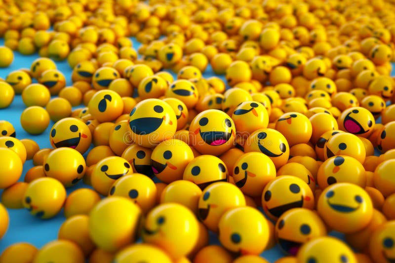 Large Group of Yellow Balls with Smiley Faces in the Middle of Them ...