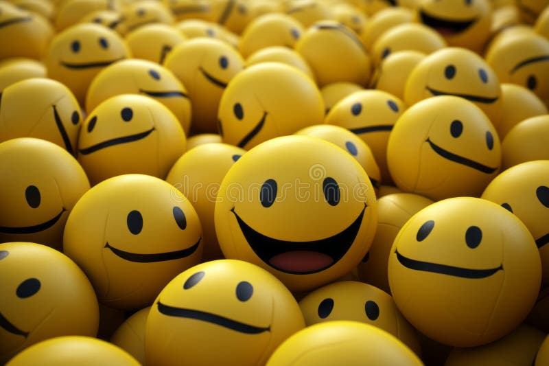 A Large Group of Yellow Smiley Faces Stock Illustration - Illustration ...
