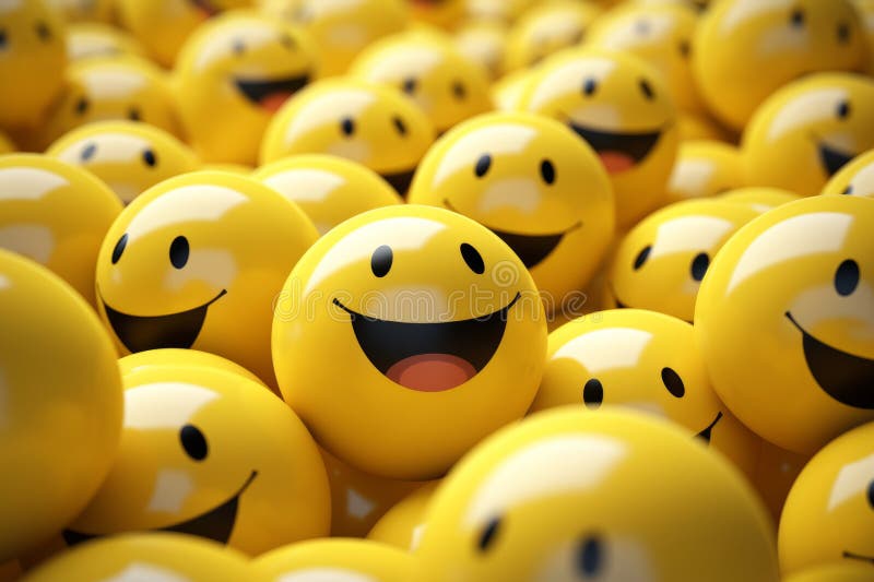 A Large Group of Yellow Smiley Faces Stock Illustration - Illustration ...