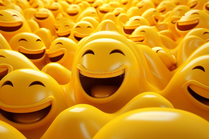 A Large Group of Yellow Smiley Faces Stock Illustration - Illustration ...
