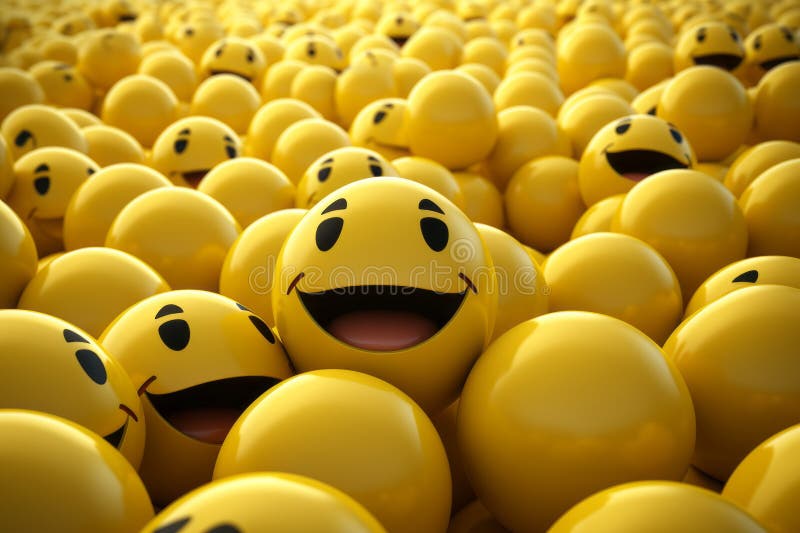 A Large Group of Yellow Smiley Faces Stock Illustration - Illustration ...