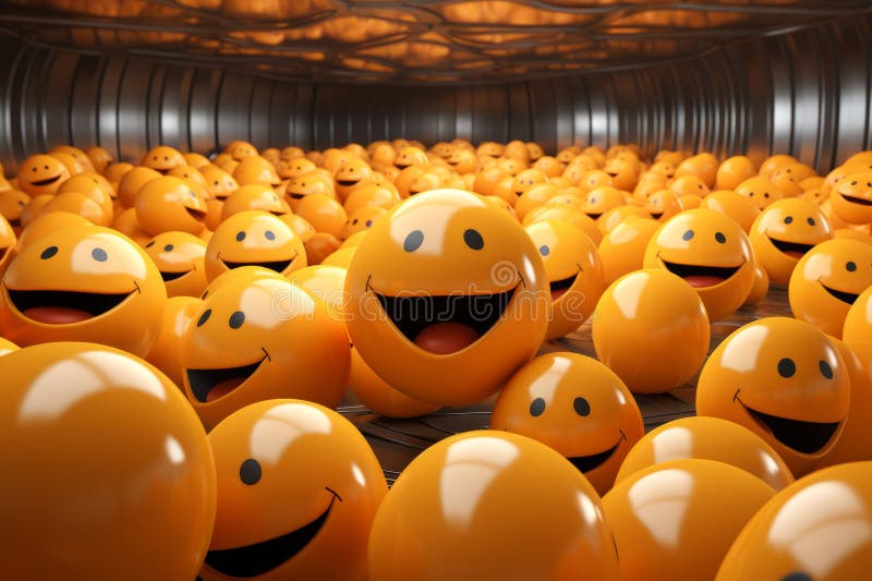 A Large Group of Yellow Smiley Faces Stock Illustration - Illustration ...