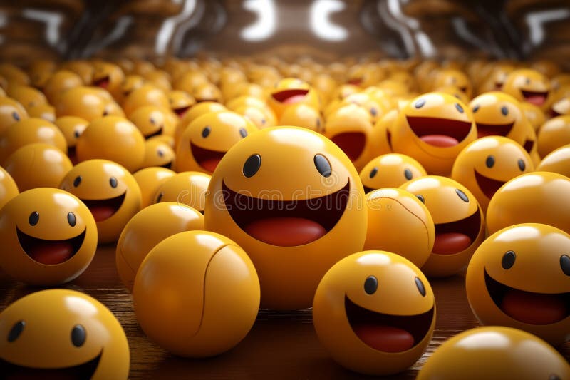 A Large Group of Yellow Smiley Faces Stock Illustration - Illustration ...