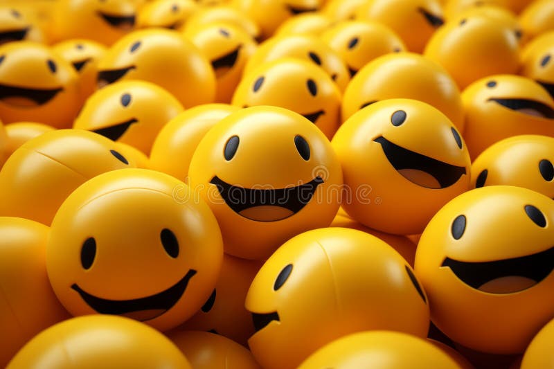 A Large Group of Yellow Smiley Faces Stock Illustration - Illustration ...