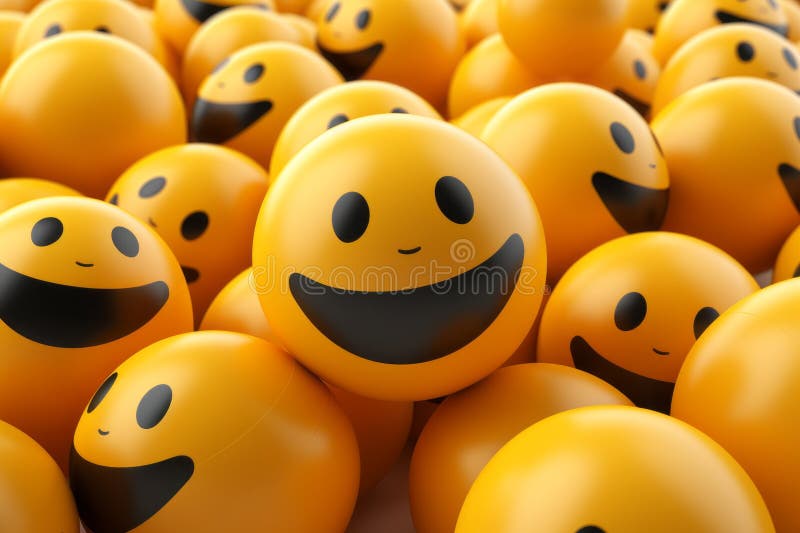 A Large Group of Yellow Smiley Faces Stock Illustration - Illustration ...