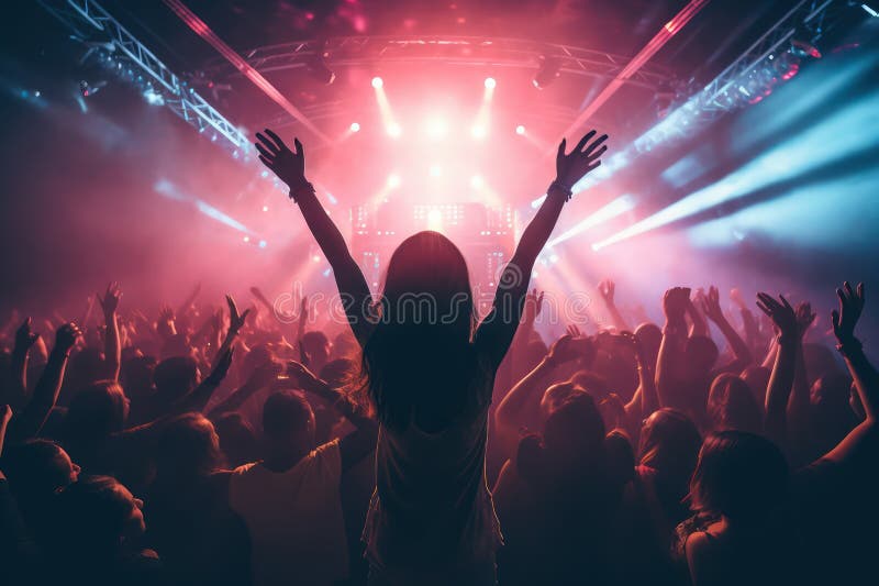 Large Group of Young People are Dancing in a Nightclub. Stock Image ...