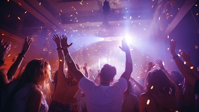 Large Group of Young People are Dancing in a Nightclub. Stock Image ...
