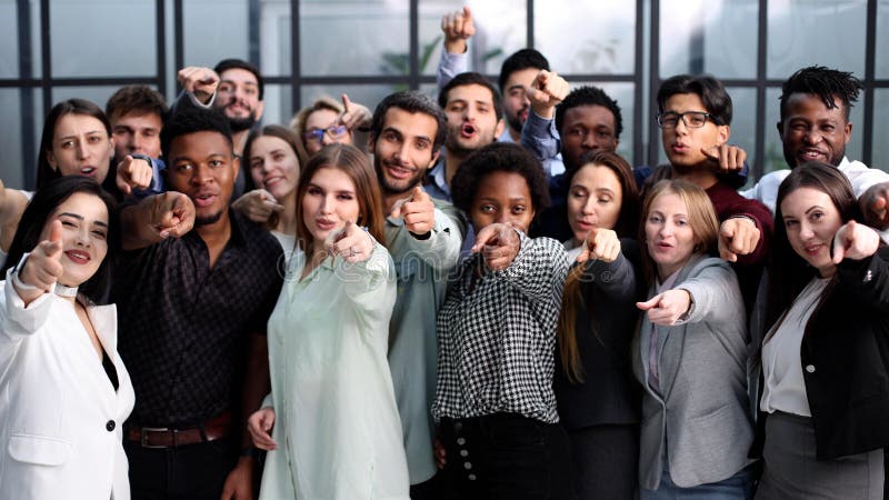 Large Group of Young People Pointing at You. Stock Image - Image of ...