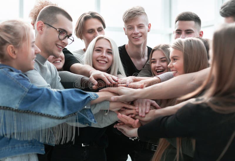 Large Group of Young People Showing Their Unity Stock Image - Image of ...