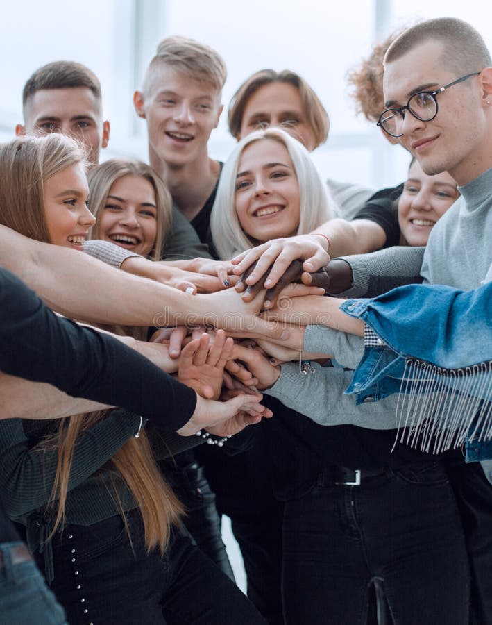 Large Group of Young People Showing Their Unity Stock Image - Image of ...