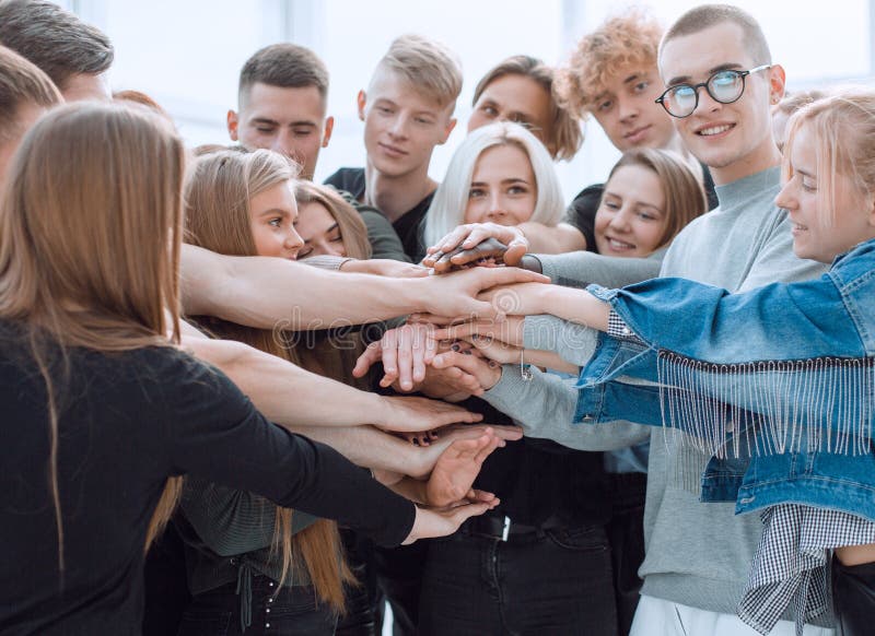 Large Group of Young People Showing Their Unity Stock Photo - Image of ...