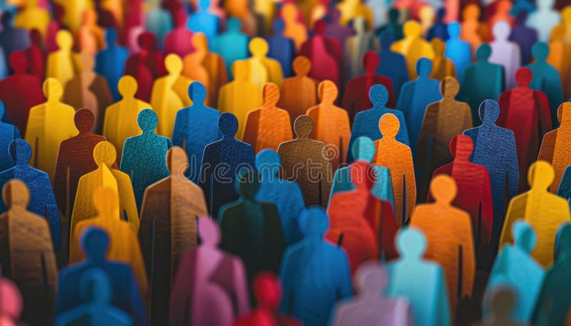Diverse Crowd of Colorful Miniature Figures Gathered Together in a ...