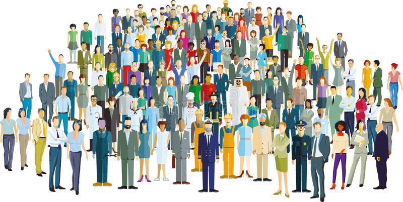 Large Groups of People, Illustration Isolated Stock Vector ...