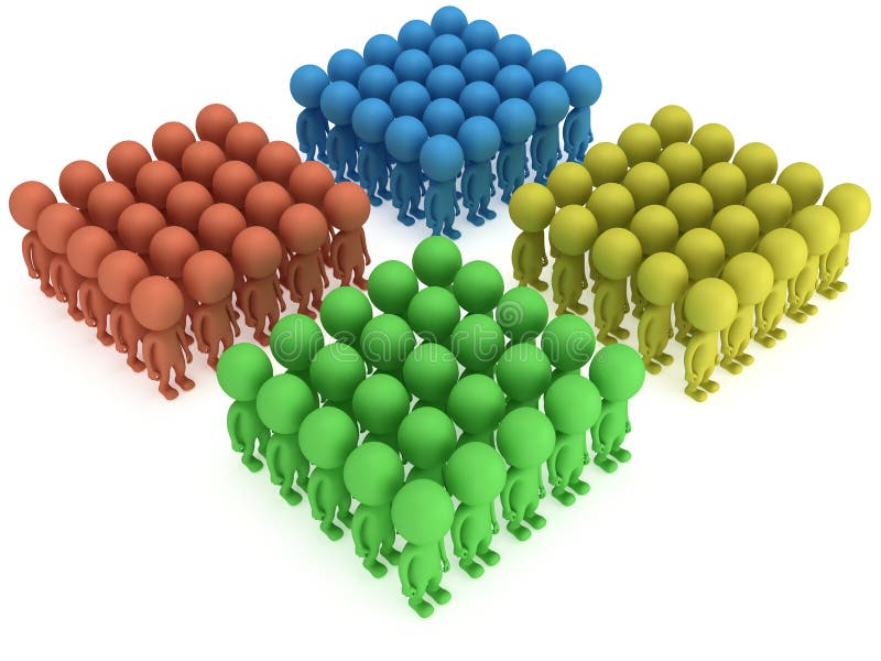 A Large Groups of People Stand on White Stock Illustration ...