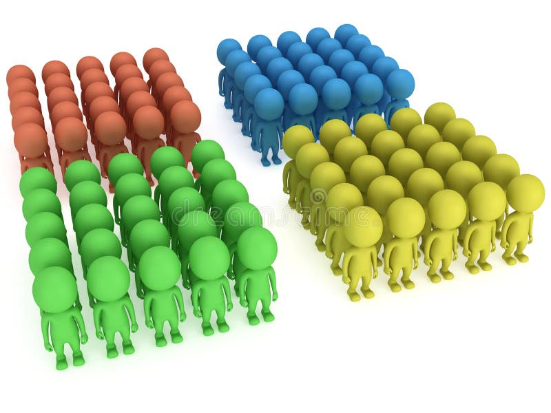 A Large Groups of People Stand on White Stock Illustration ...