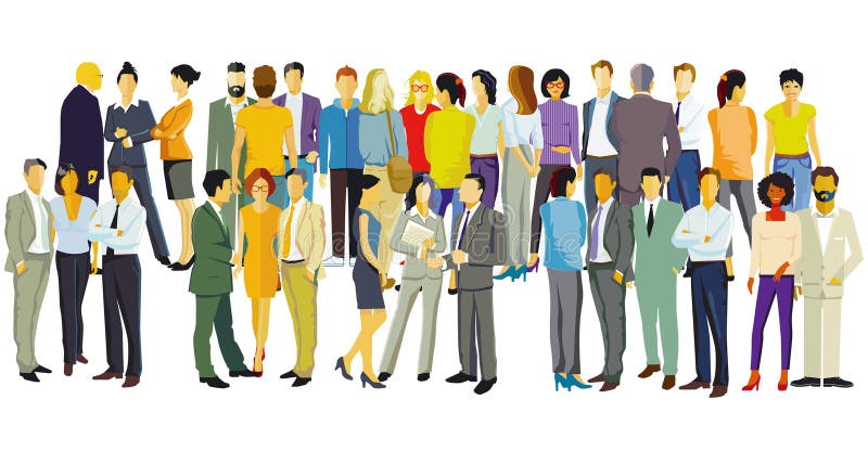 Large Groups of People on White Background, Illustration Isolated Stock ...
