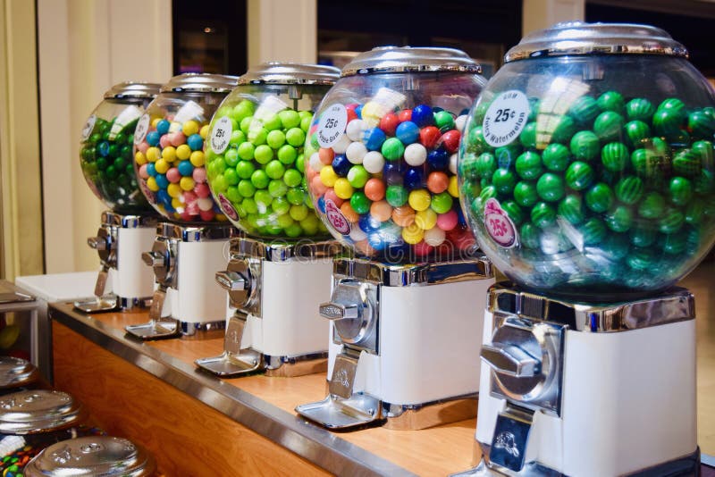 Large Gumball Machines with Colorful Chewing Gums Stock Image - Image ...