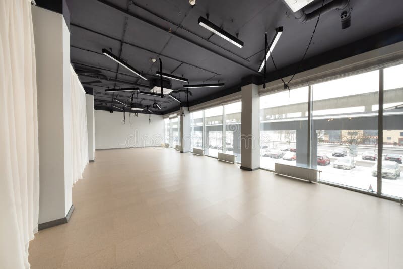 Large Gym for Fitness Classes with Large Windows Stock Image - Image of ...