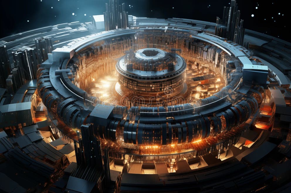 Large Hadron Collider stock illustration. Illustration of modern ...