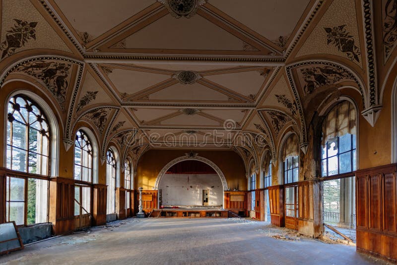 Large Hall of Abandoned Building in Gothic Style Editorial Photography ...