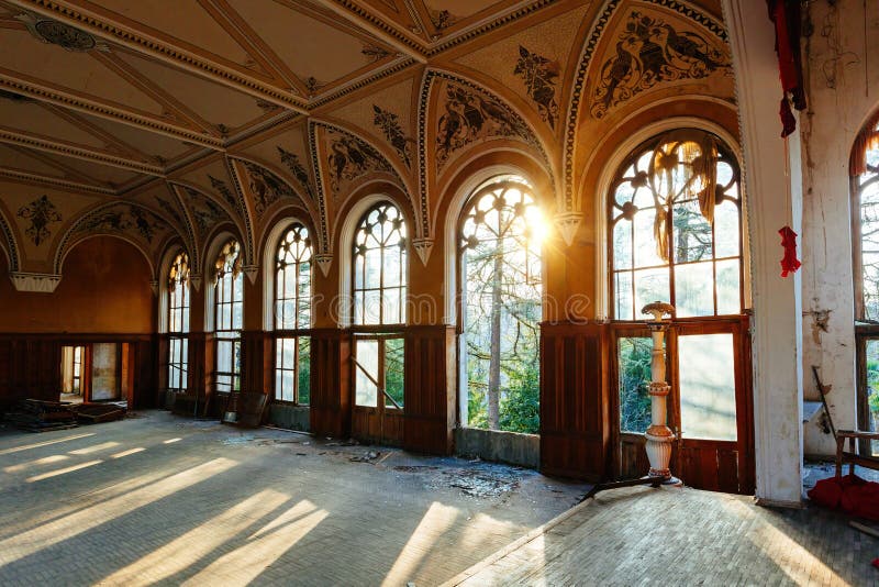 Large Hall of Abandoned Building in Gothic Style Editorial Stock Image ...