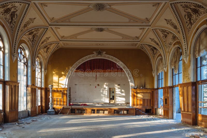 Large Hall of Abandoned Building in Gothic Style Editorial Photography ...