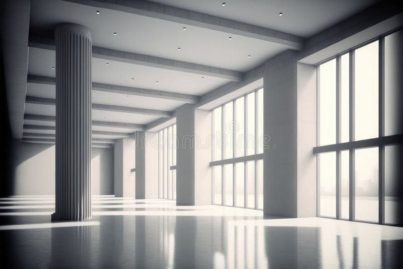 Large Hall Corridor Inside Office Building Background Stock ...