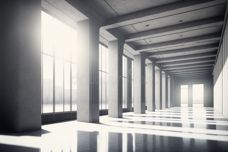 Large Hall Corridor Inside Office Building Background Stock ...