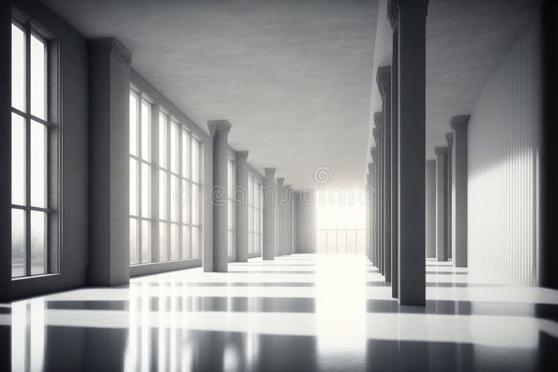 Large Hall Corridor Inside Office Building Background Stock ...