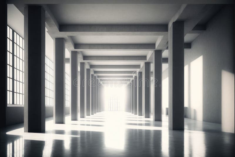 Large Hall Corridor Inside Office Building Background Stock ...