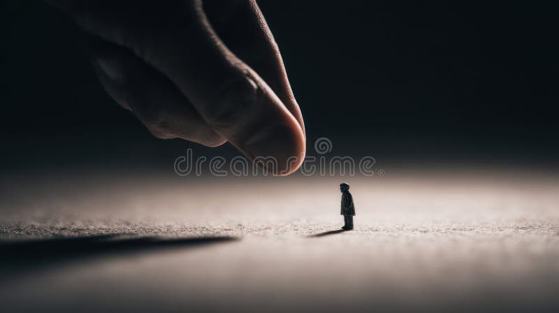 A Large Hand Looming Over a Tiny Figure, Symbolizing Power and ...