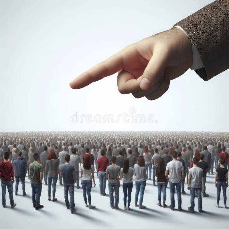 A Large Hand Points a Finger at the Crowd. Stock Photo - Image of group ...